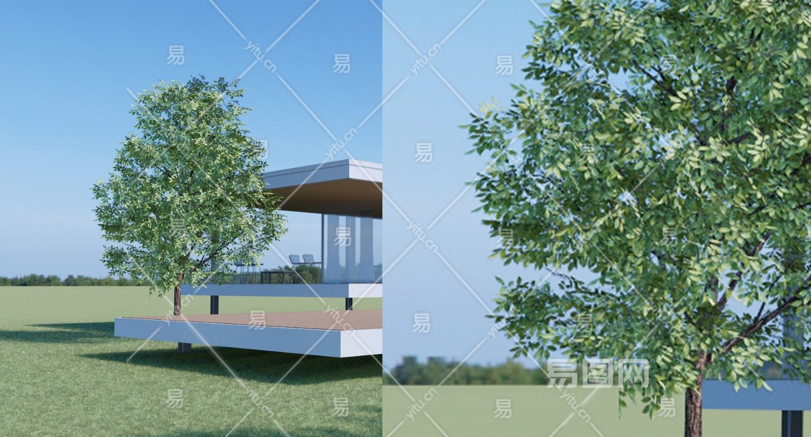 现代景观树 enscape树低模高效显示 - sketchup网